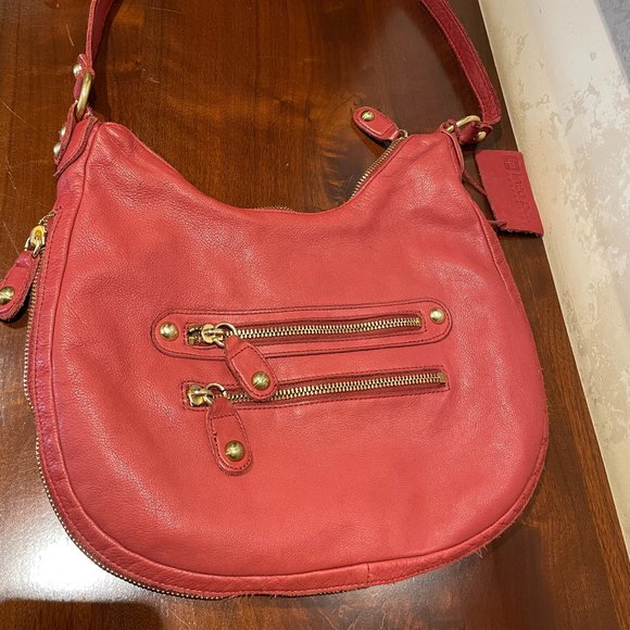 Linea Pelle | Bags | Linea Pelle Hobo Bag Red Leather | Poshmark